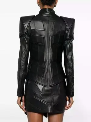 MITILIANE COUTURE Geometric Panelled Leather Jacket