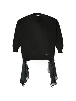 Dsquared2 Cotton Lace-up Draped-insert Sweater - Black