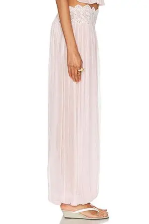 Retrofete Dreamy Plisse Wide Leg Pants With Lace Trim