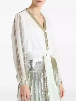 TEMPERLEY LONDON Filigree Sequin Embellished Blouse - White