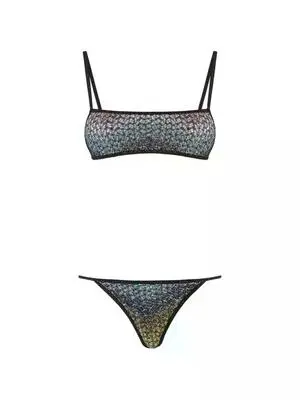 Missoni Sequin-embellished Zigzag-knit Bikini - Blue