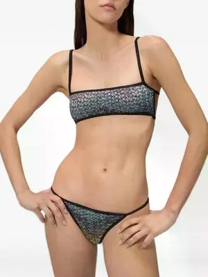 Missoni Sequin-embellished Zigzag-knit Bikini - Blue