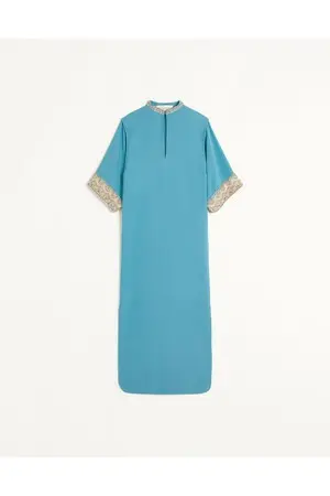 Valentino Garavani Cady Couture Kaftan Dress With Embroidered Trim - Blue