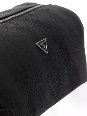 Guess Monaco Logo-plaque Pebbled Leather Clutch Bag