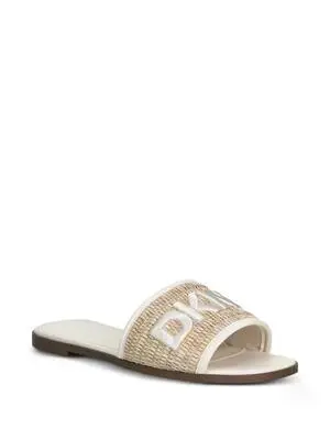 Dkny Logo-embroidered Woven Sandals - Neutrals