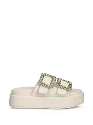 BUFFALO Glam Crystal-buckle Platform Slides