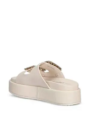 BUFFALO Glam Crystal-buckle Platform Slides