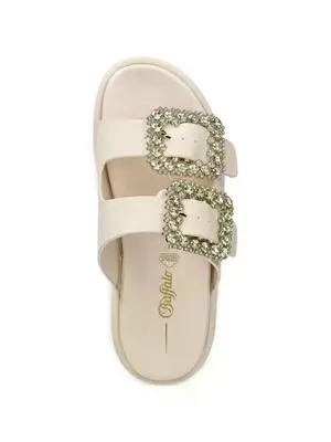 BUFFALO Glam Crystal-buckle Platform Slides