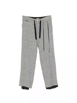 MIDORIKAWA Layered Herringbone Trousers - Grey