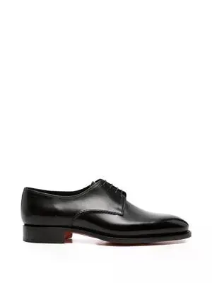 Santoni Lace-up Leather Derby Shoes - Black