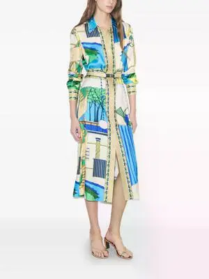 Tory Burch Printed Silk Twill Shirtdress - Neutrals