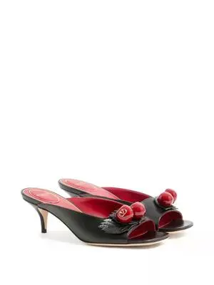 Valentino Garavani Cherryfic Kidskin Slide Sandals - Black
