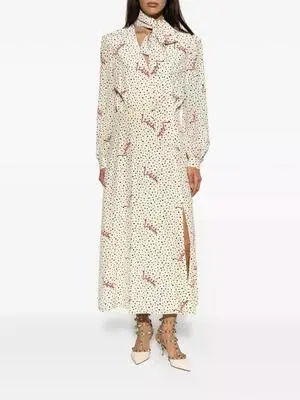 Valentino Garavani Polka-dot Logo Print Midi Dress