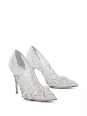 Rene Caovilla Jahanara Crystal-embellished Mesh Pumps