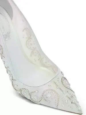 Rene Caovilla Jahanara Crystal-embellished Mesh Pumps