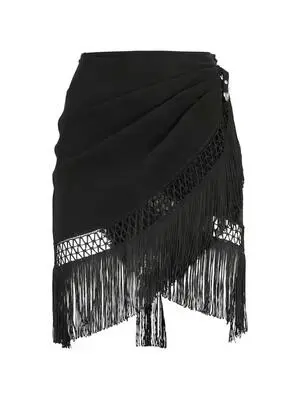 LES FILLES D'EVA Wrap Skirt With Fringe Detail
