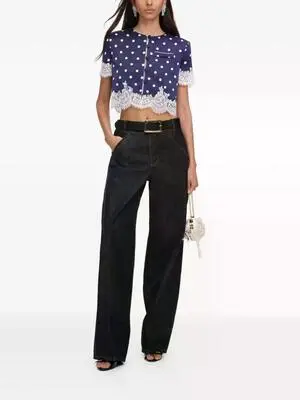 SELF-PORTRAIT Polka-dot Lace-trimmed Shirt