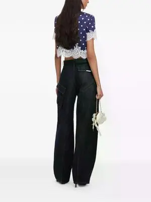 SELF-PORTRAIT Polka-dot Lace-trimmed Shirt