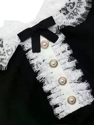 SELF-PORTRAIT Lace-collar Polo Top