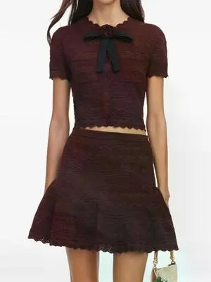 SELF-PORTRAIT Scalloped-hem Flared Mini Skirt