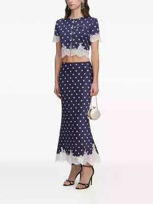 SELF-PORTRAIT Polka-dot Lace-trim Skirt