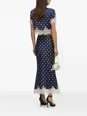 SELF-PORTRAIT Polka-dot Lace-trim Skirt