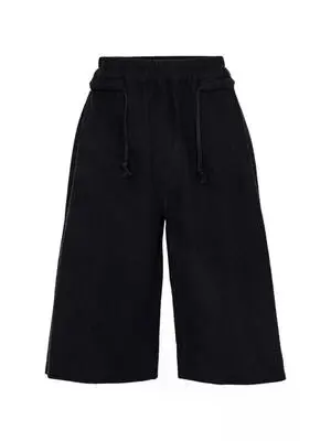 HOUSE OF THE VERY ISLANDS Seersucker Wide-leg Shorts - Black