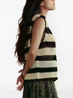 The Great. Striped Crochet Sweater