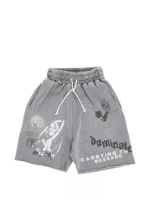 PALY Graphic-print Raw-edge Shorts - Grey