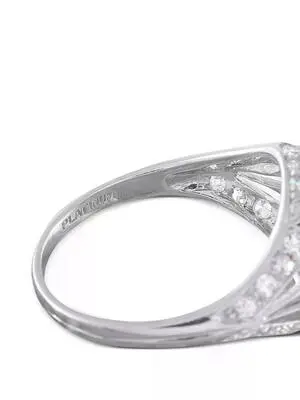 LB EXCLUSIVE Platinum Art Deco Diamond And Sapphire Ring