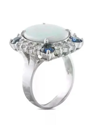 LB EXCLUSIVE Opal And Diamond Ring In 14k White Gold