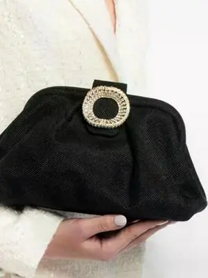 TWENTY FOURHAITCH Bakios Jewelled-buckle Clutch Bag - Black