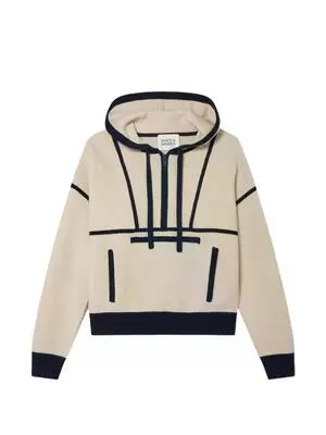 WHITE & WARREN Half-zip Panelled Hoodie - Neutrals