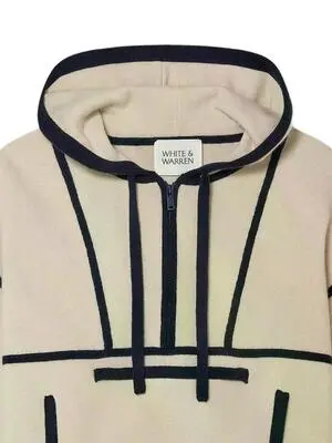 WHITE & WARREN Half-zip Panelled Hoodie