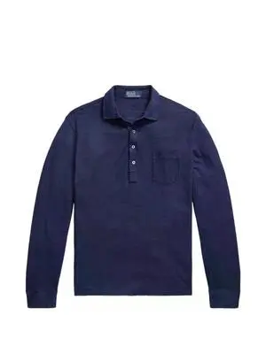 Polo Ralph Lauren Long-sleeve Linen Polo Shirt - Blue