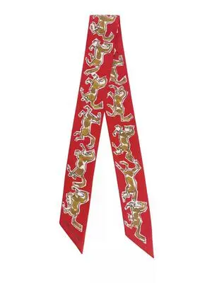 Hermès 2021-2026 Chevaux En Liberte Silk Twilly Scarf Scarves - Red