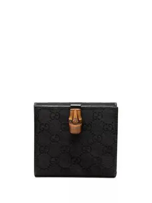 Gucci 2000-2015 Gg Canvas And Leather Bamboo Compact Wallet Small Wallets - Black
