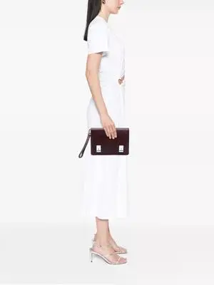 Prada Saffiano Double Lock Convertible Clutch Bag - Red