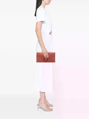 Bottega Veneta Nappa Intrecciato Turn Lock Clutch Bag - Red