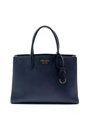 Prada Saffiano Bibliotheque Satchel - Blue