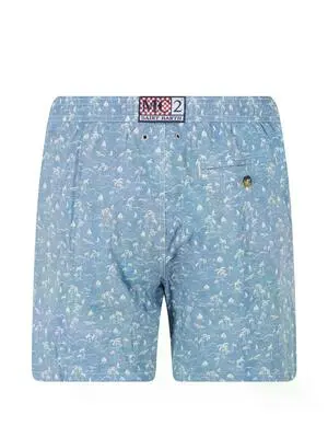 MC2 SAINT BARTH Lighting Micro Toile-print Swim Shorts - Blue