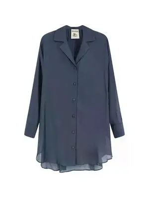 SEMICOUTURE Long Sleeve Shirt With Box Pleat Detail - Blue