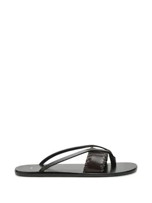 JUDE Helena Leather Flat Sandals - Brown