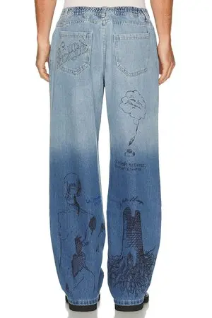 PAS UNE MARQUE Sketch Print Denim Pants