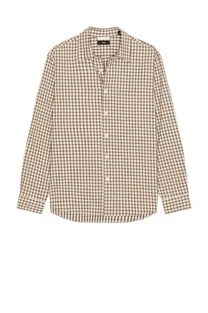 Theory Park Check Weekend Shirt In Brown