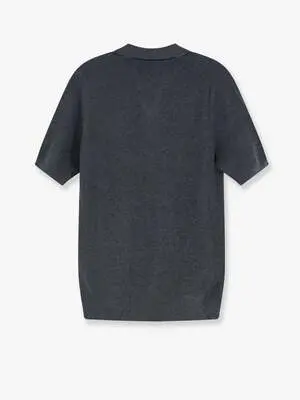Brunello Cucinelli Cotton Polo Shirt With Ribbed Knit - Grey
