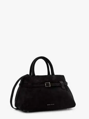 Manu Atelier Le Cambon 25 Suede Top Handle Bag - Black