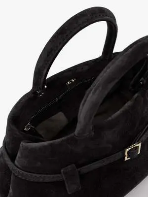 Manu Atelier Le Cambon 25 Suede Top Handle Bag - Black