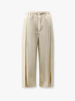 Loewe Wide Leg Trousers With Anagram Embroidery - Beige