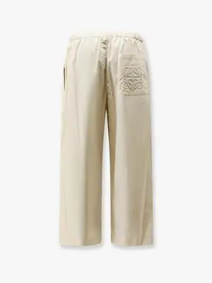 Loewe Wide Leg Trousers With Anagram Embroidery - Beige